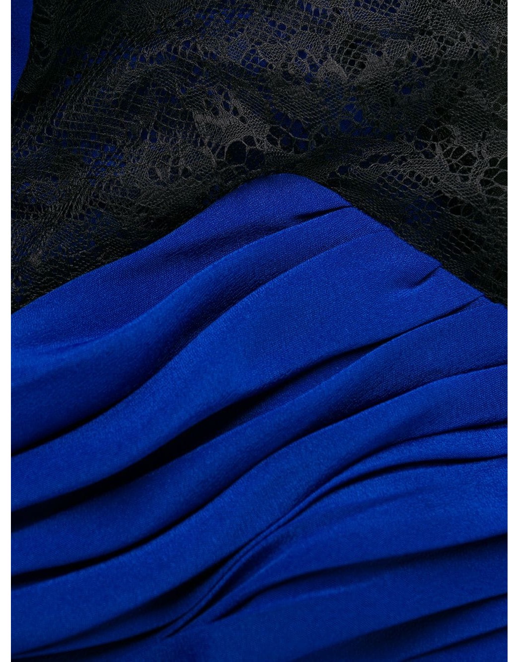 Lace Panel Pleated Chiffon Dress Blue Sp